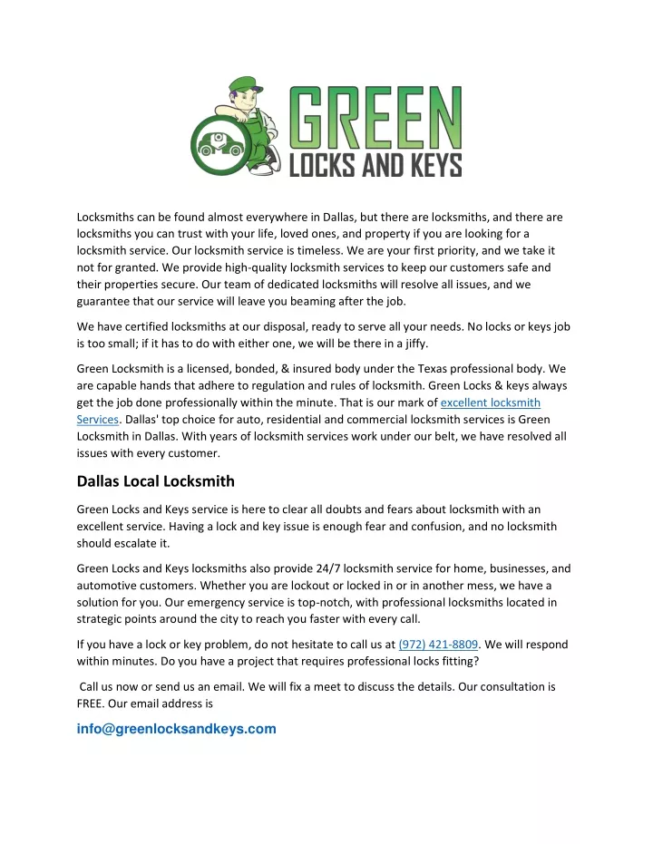 Ppt Green Locksmith Powerpoint Presentation Free Download Id 11743738