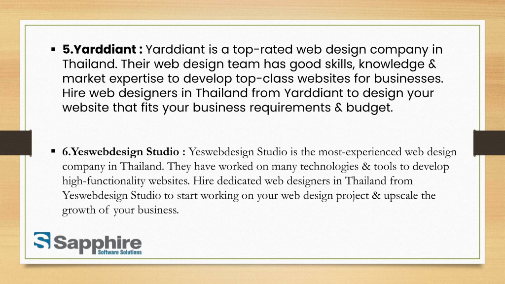 PPT - Top 10 Web Design Companies in Thailand PowerPoint Presentation, free download - ID:11744197