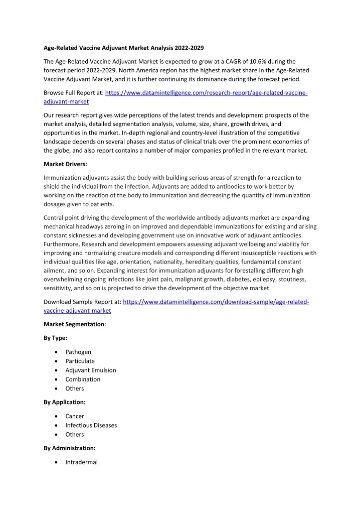 PPT - Age-Related Vaccine Adjuvant Market Share Size Analysis 2022-2029 ... PPT - Age-Related Vaccine Adjuvant Market Share Size Analysis 2022-2029 ...
