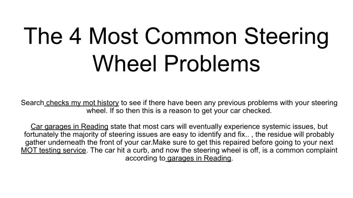 PPT - The 4 Most Common Steering Wheel Problems PowerPoint Presentation ...