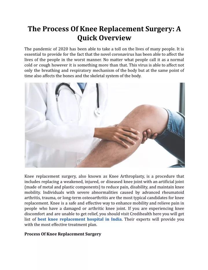 PPT - The Process Of Knee Replacement Surgery: A Quick Overview ...