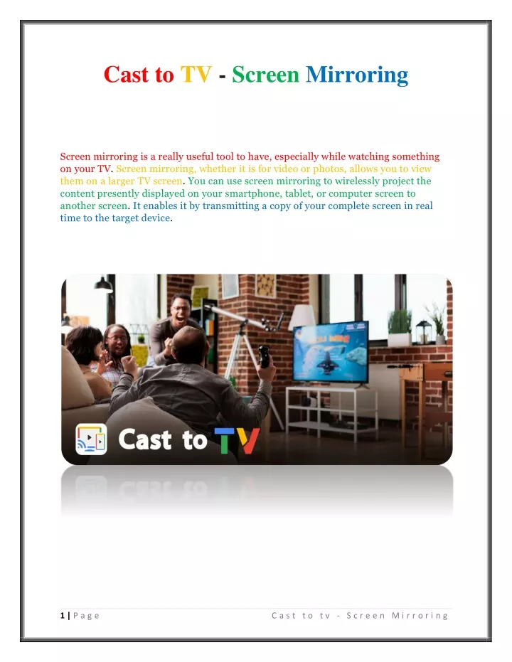 PPT - Cast to TV - Screen Mirroring PowerPoint Presentation, free ...