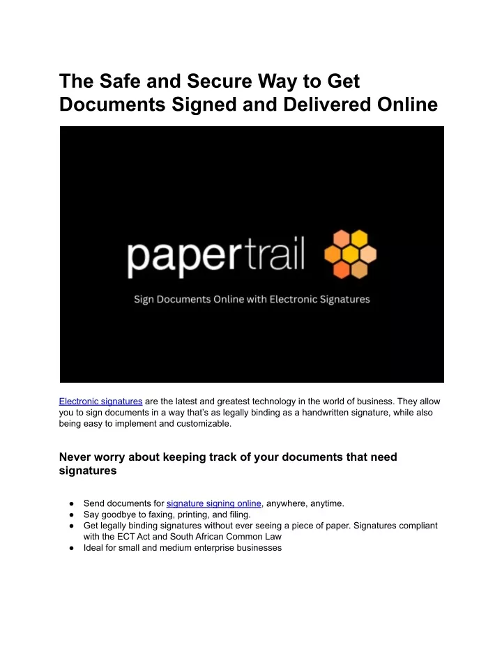 PPT - The Safe and Secure Way to Get Documents Signed and Delivered ...