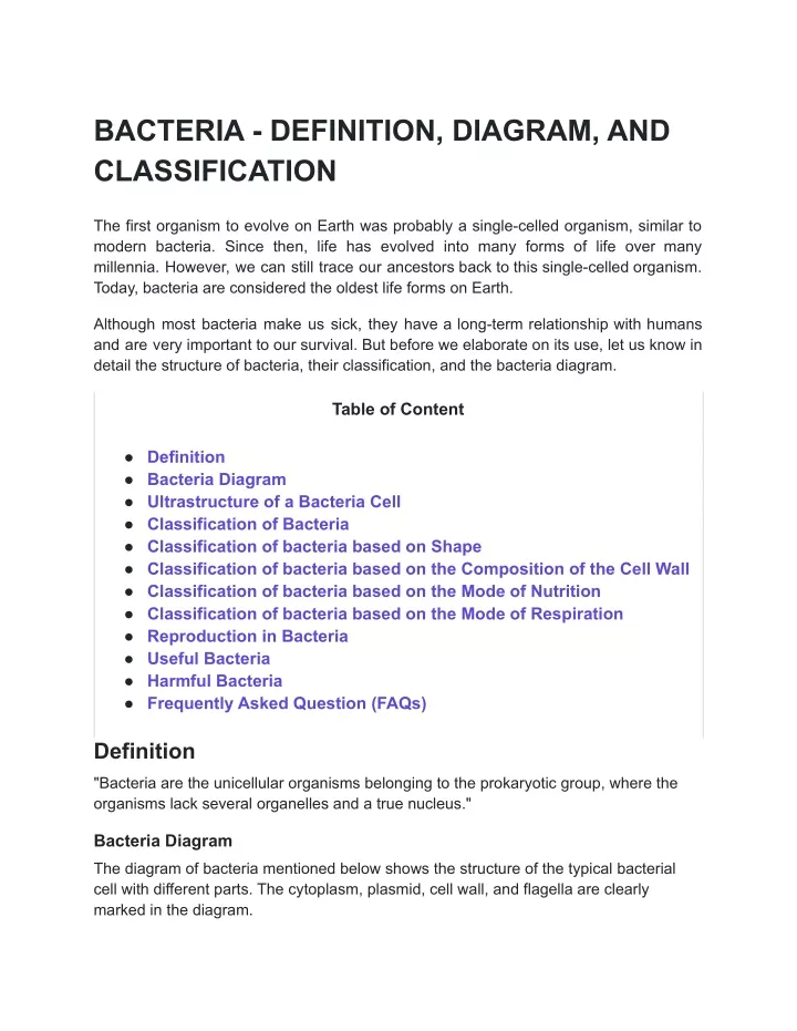 PPT - BACTERIA - DEFINITION, DIAGRAM, AND CLASSIFICATION PowerPoint ...