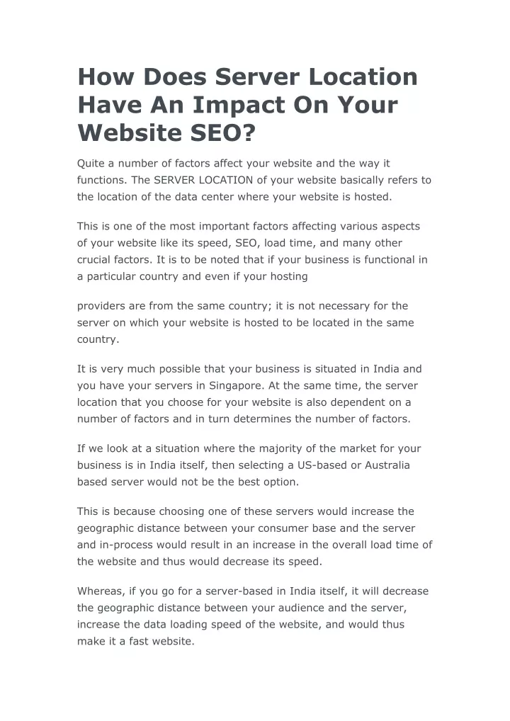PPT - How Does Server Location Have An Impact On Your Wesite seo PowerPoint Presentation - ID ...