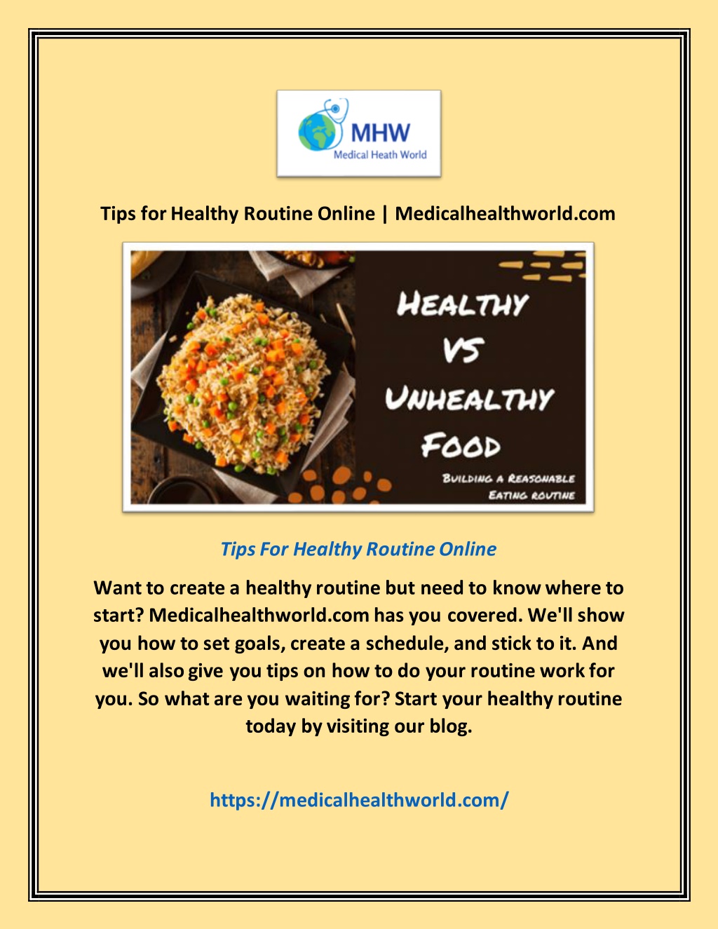 PPT - Tips for Healthy Routine Online | Medicalhealthworld.com ...