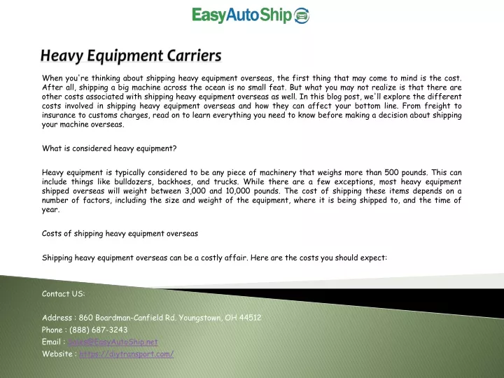 PPT - Heavy Equipment Carriers PowerPoint Presentation, free download ...