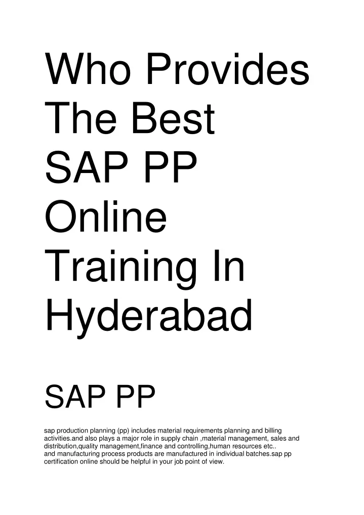 PPT - sap pp course fee| sap pp online course fees PowerPoint ... PPT - sap pp course fee| sap pp online course fees PowerPoint ...