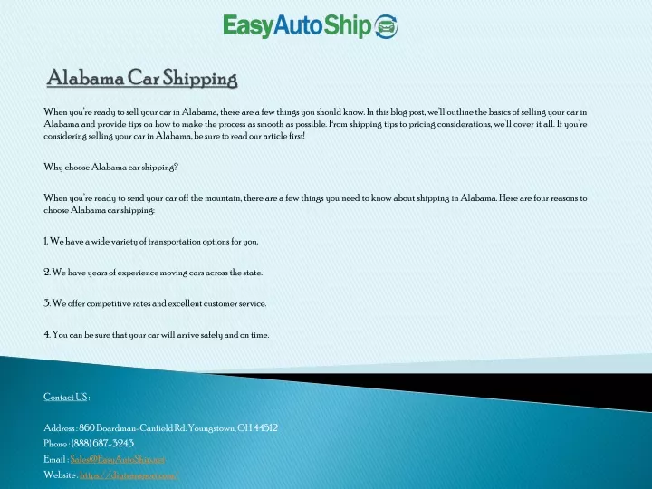 PPT - Alabama Car Shipping PowerPoint Presentation, free download - ID ...