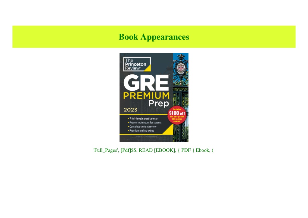 PPT - [Pdf]$$ Princeton Review GRE Premium Prep 2023 7 Practice Tests ...