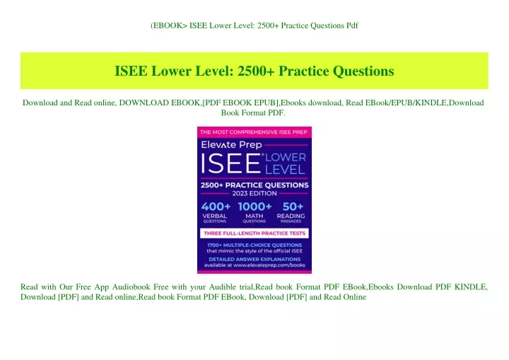 PPT - (EBOOK ISEE Lower Level 2500 Practice Questions Pdf PowerPoint ...