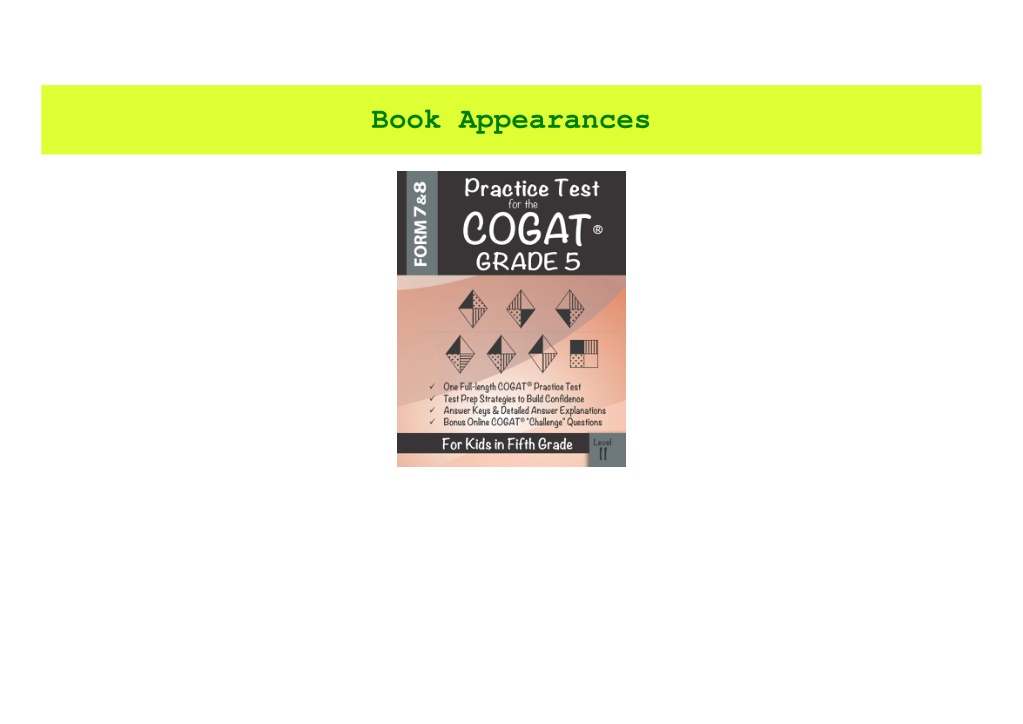 PPT - Pdf [download]^^ Practice Test for the COGAT Grade 5 Level 11 ...