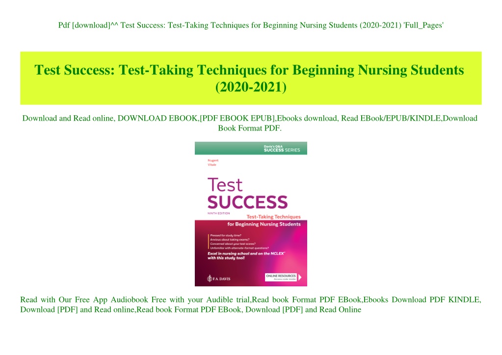PPT - Pdf [download]^^ Test Success Test-Taking Techniques for ...