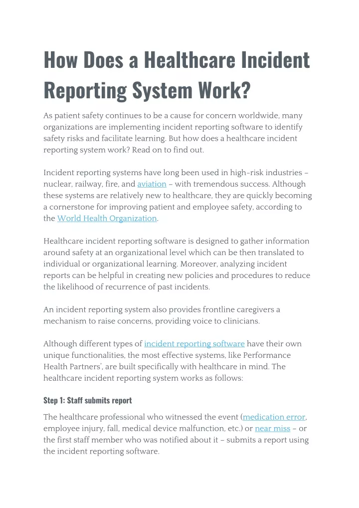 PPT - How Does a Healthcare Incident Reporting System Work PowerPoint ...