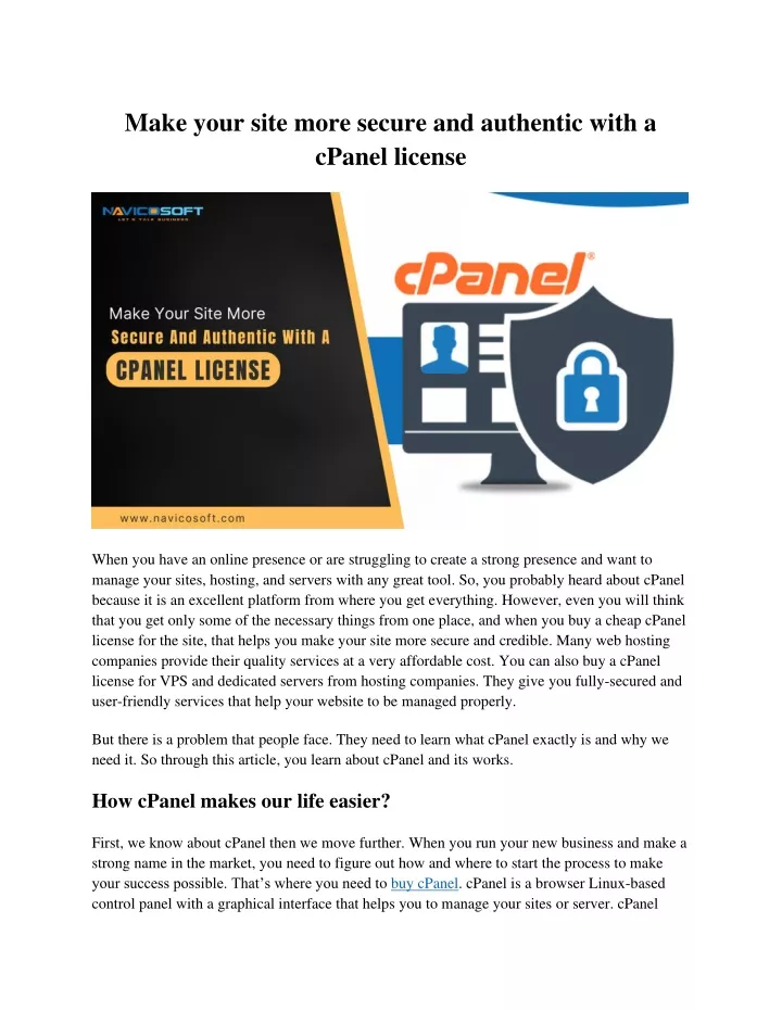 PPT - Make your site more secure and authentic with a cPanel license PowerPoint Presentation ...