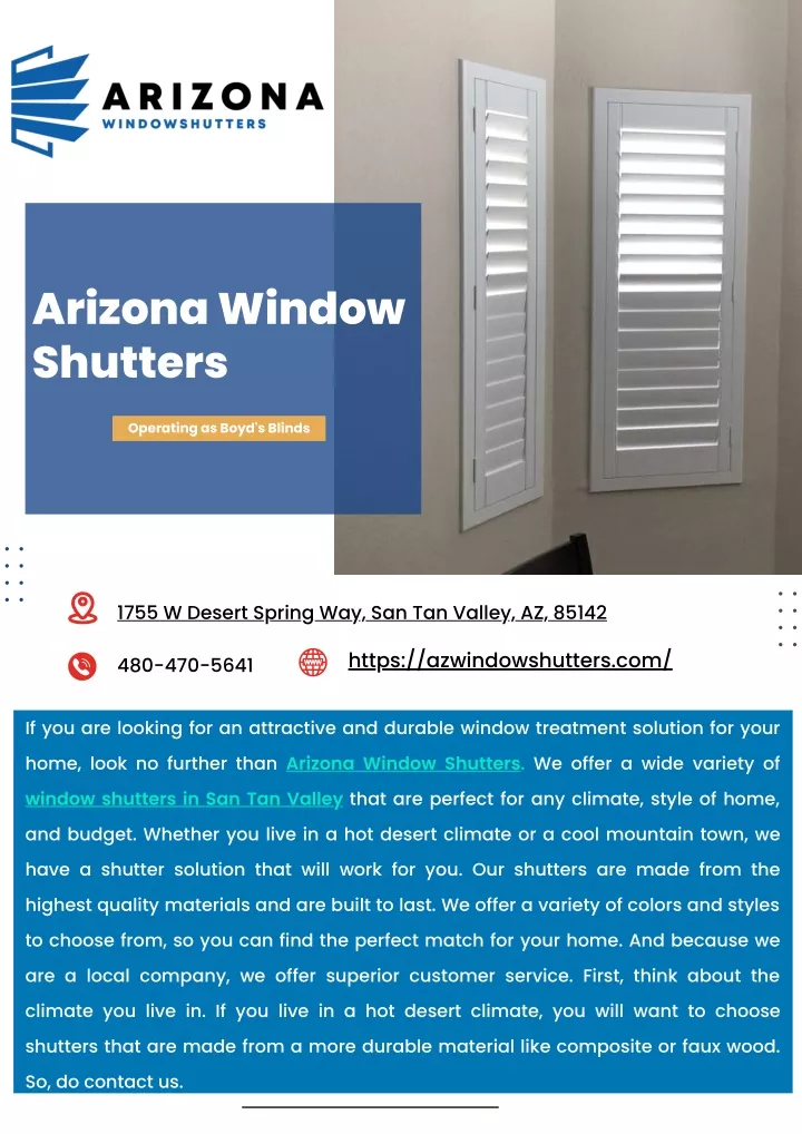 PPT - Arizona Window Shutters PowerPoint Presentation, free download ...
