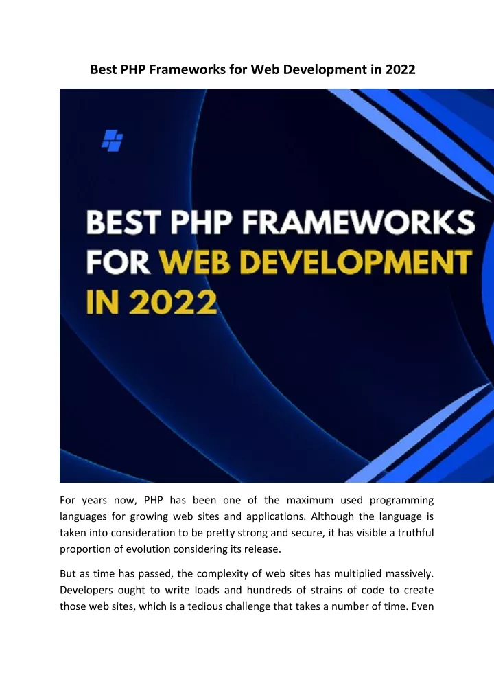 PPT - Best PHP Frameworks for Web Development in 2022 PowerPoint ...