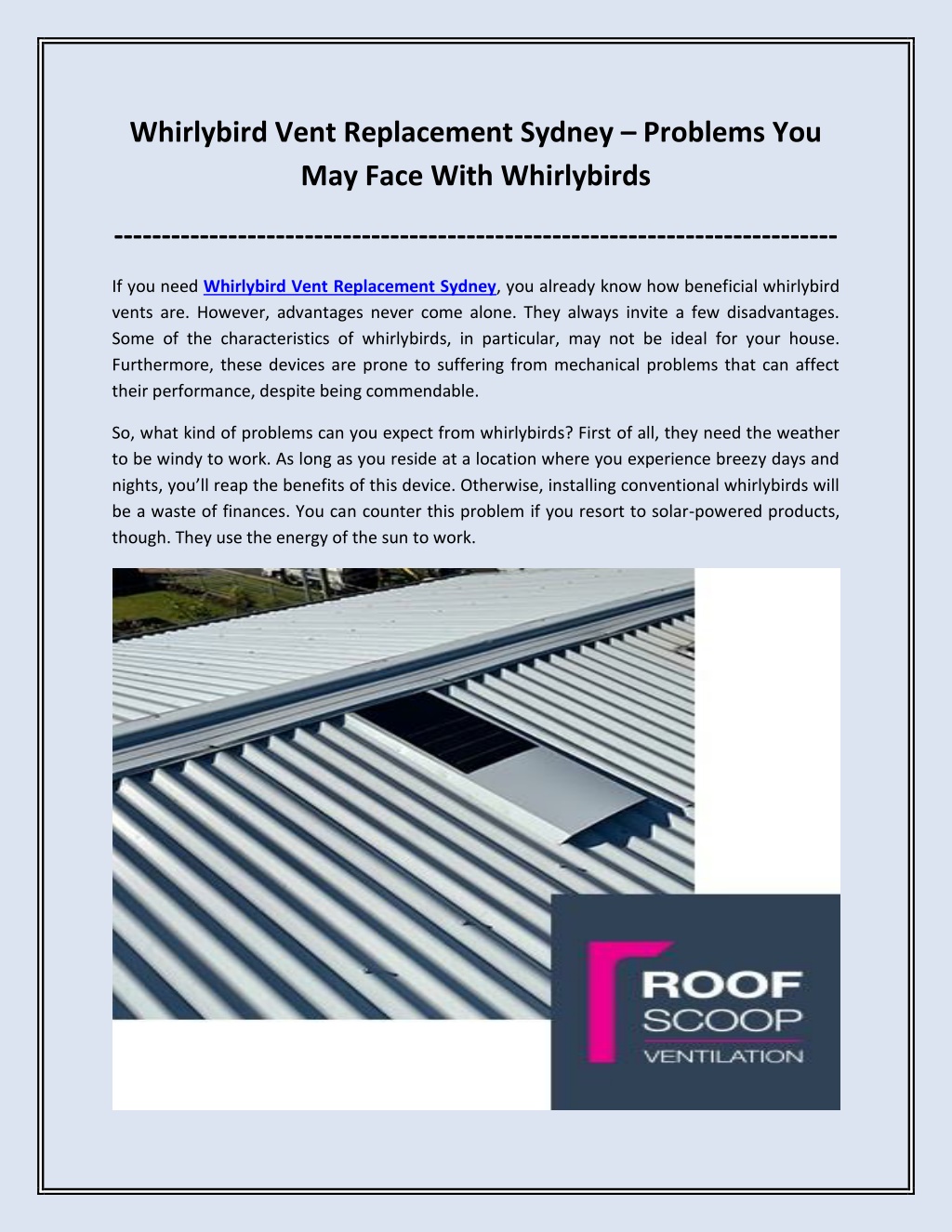 PPT - Whirlybird Vent Replacement Sydney – Problems You May Face With ...