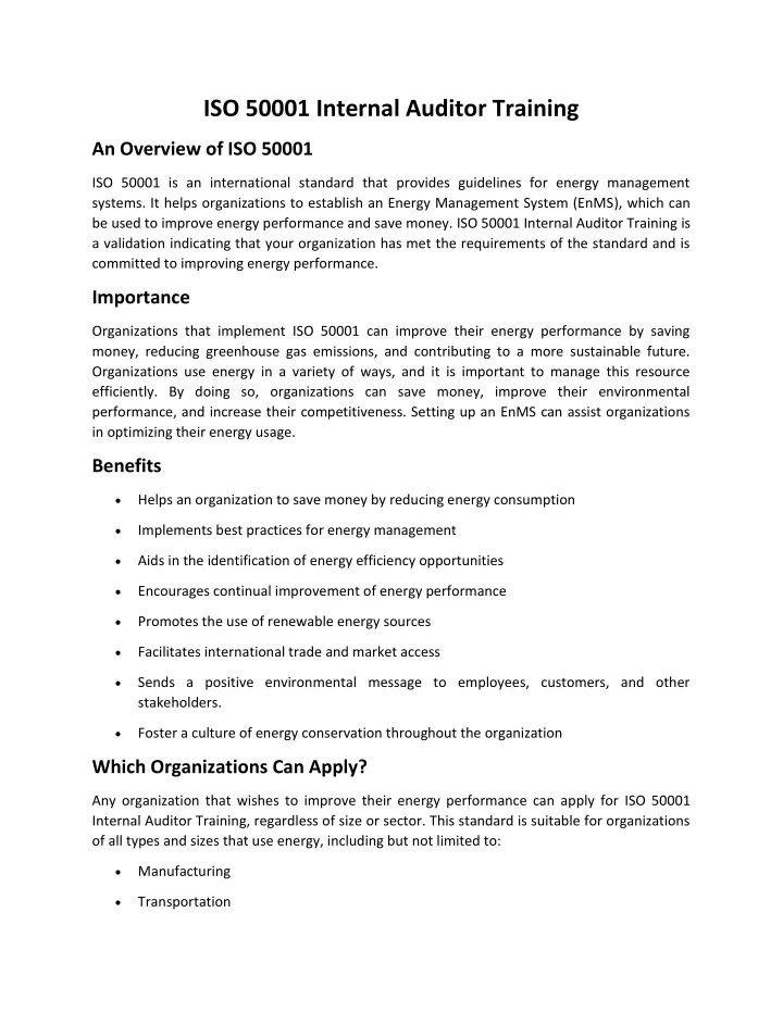PPT - ISO 50001 Internal Auditor Training PowerPoint Presentation, free ...