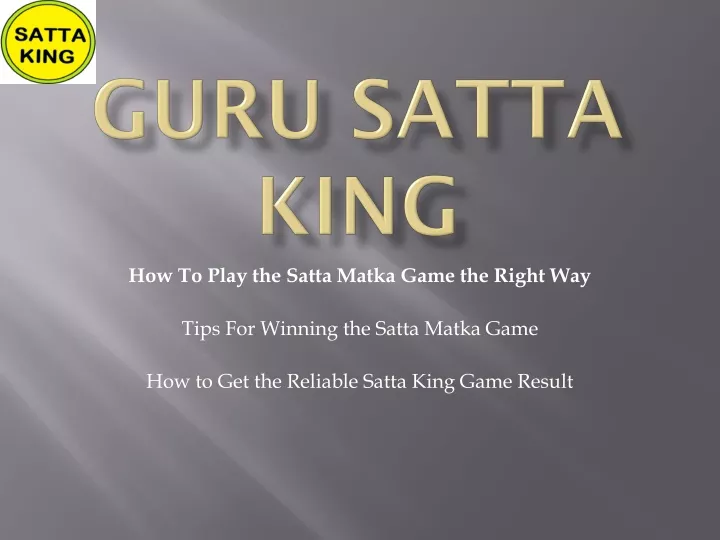 PPT - Guru satta king ppt PowerPoint Presentation, free download - ID ...