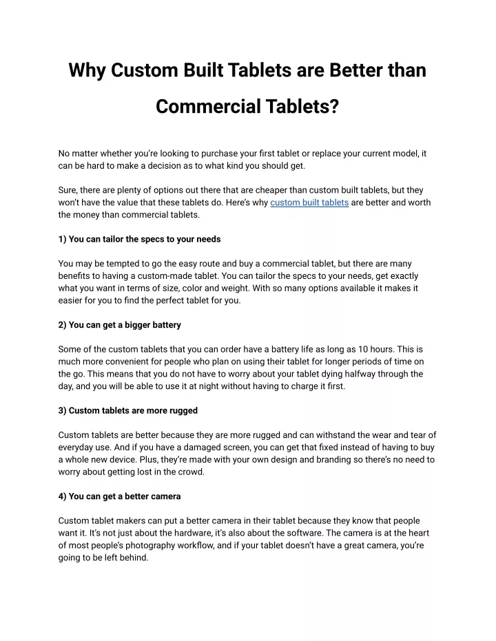 PPT - Why Custom Built Tablets are Better than Commercial Tablets ...