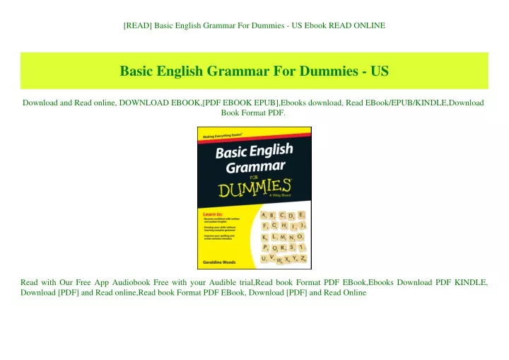 PPT - [READ] Basic English Grammar For Dummies - US Ebook READ ONLINE PowerPoint Presentation ...