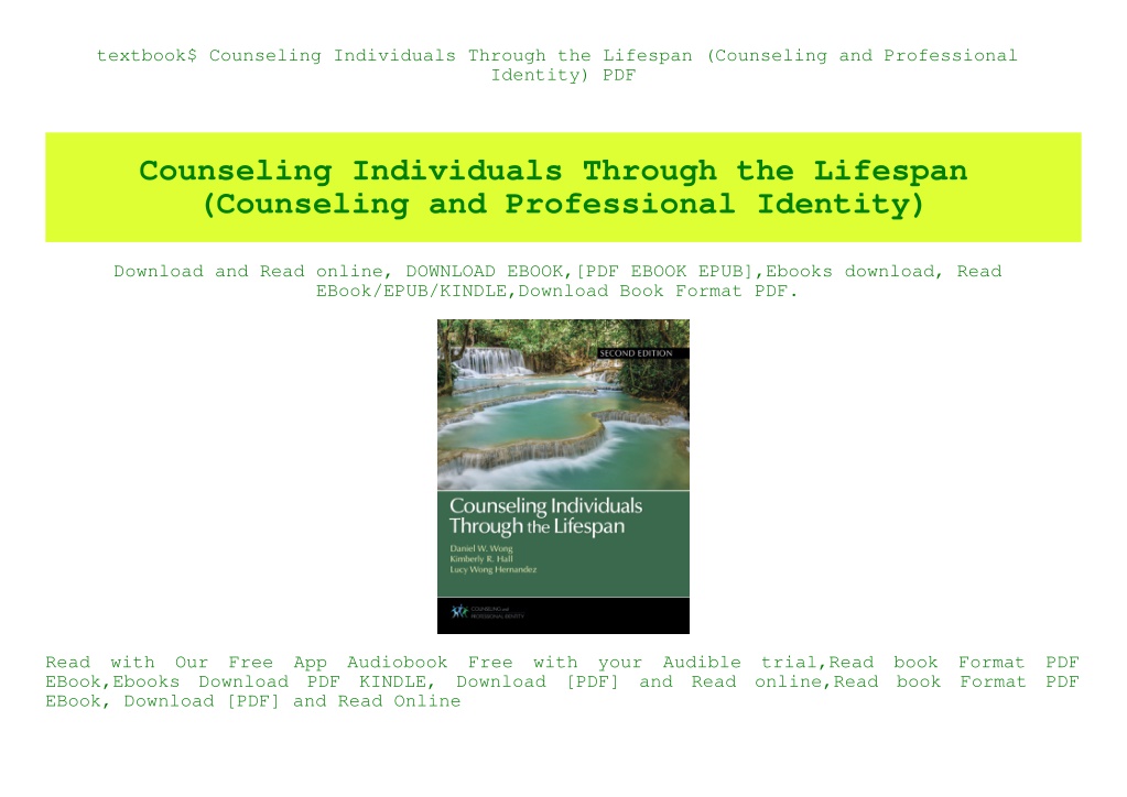 PPT - textbook$ Counseling Individuals Through the Lifespan (Counseling and Professional ...