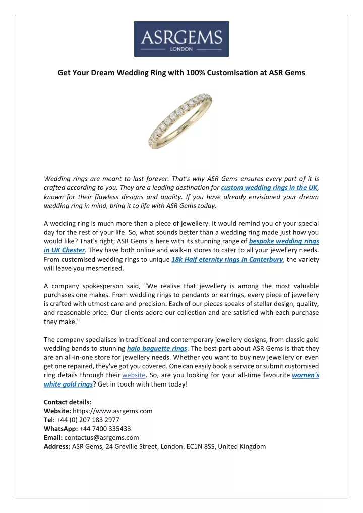 PPT - Get Your Dream Wedding Ring with 100% Customisation at ASR Gems ... PPT - Get Your Dream Wedding Ring with 100% Customisation at ASR Gems ...