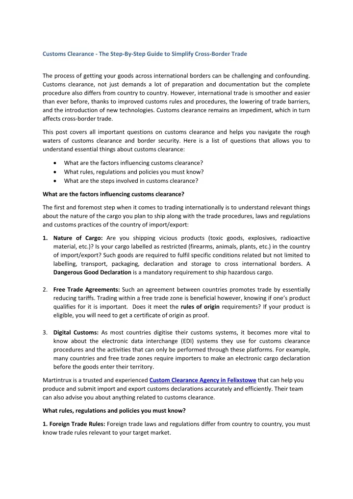 PPT - Customs Clearance - The Step-By-Step Guide to Simplify Cross ...