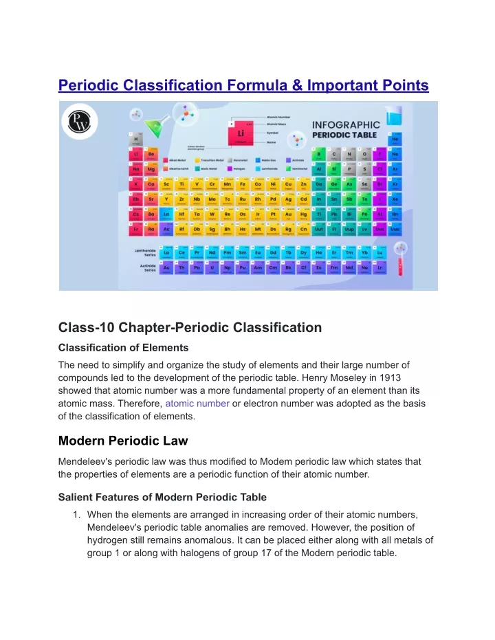 PPT - Periodic Classification Formula & Important Points PowerPoint ...