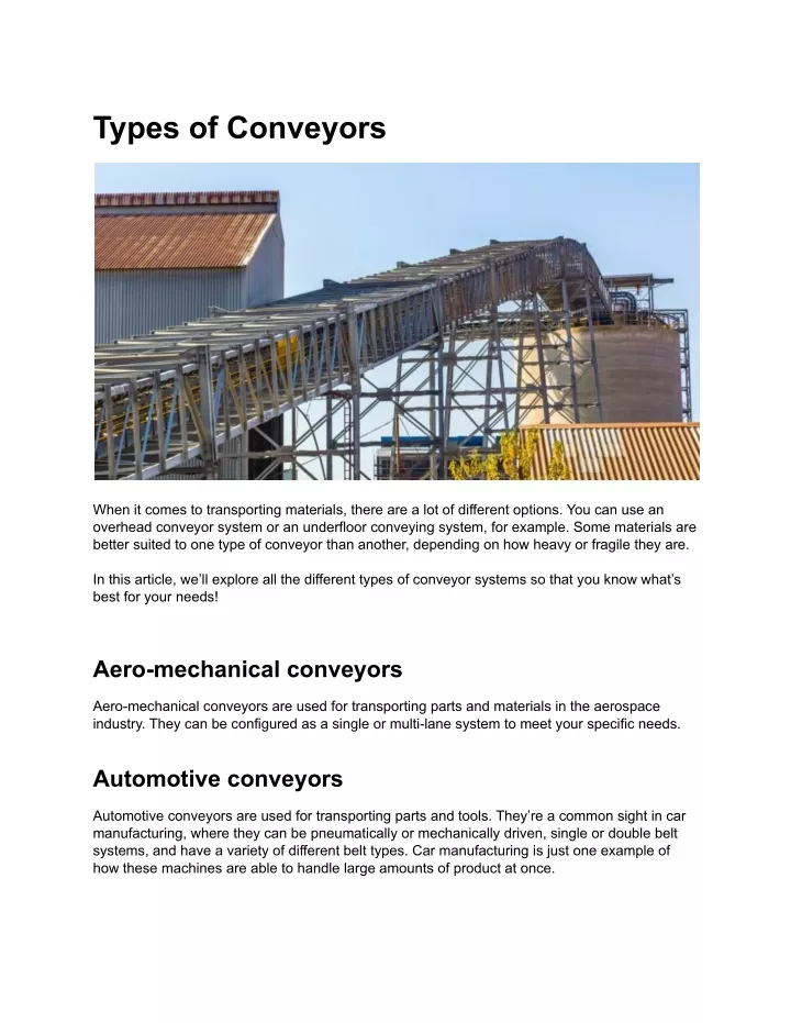 PPT - Types of Conveyors PowerPoint Presentation, free download - ID ...