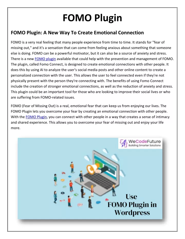 PPT - FOMO Plugin The Newest Addition To WordPress PowerPoint ...