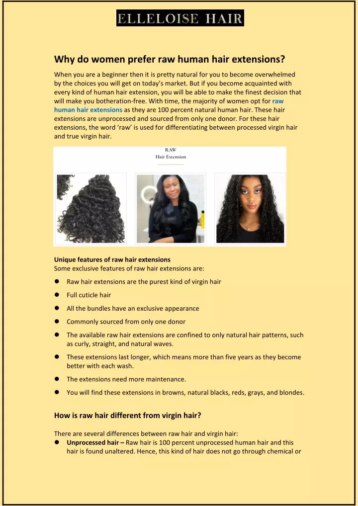 Ppt Why Do Women Prefer Raw Human Hair Extensions Powerpoint