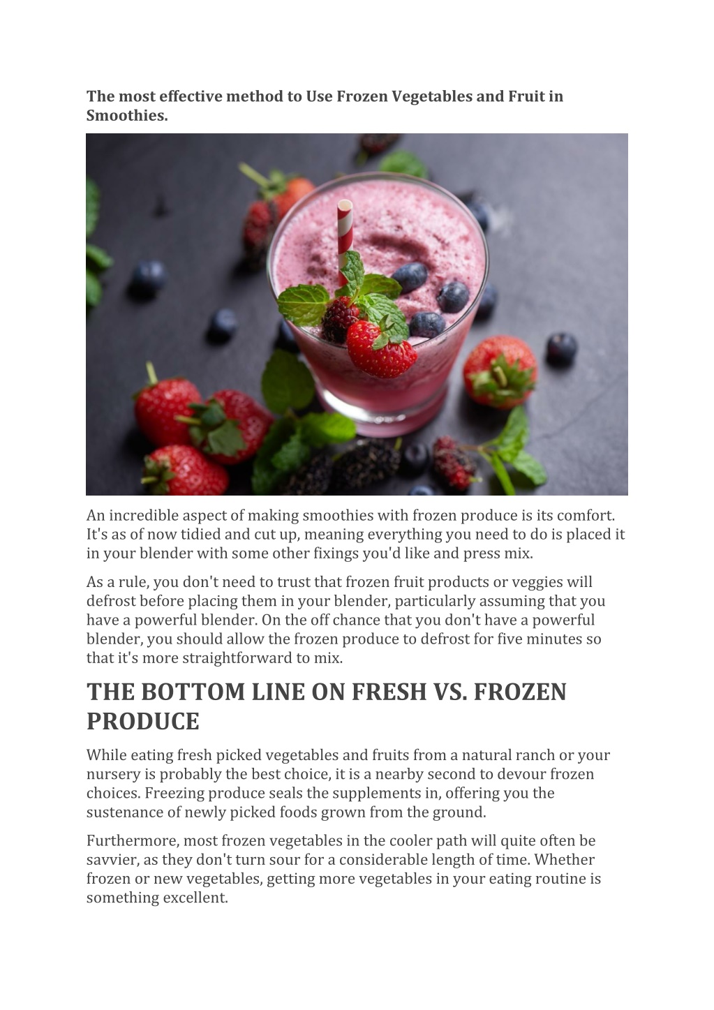 PPT - Can Frozen Vegetables and Fruits be as Healthy as Fresh Ones ...