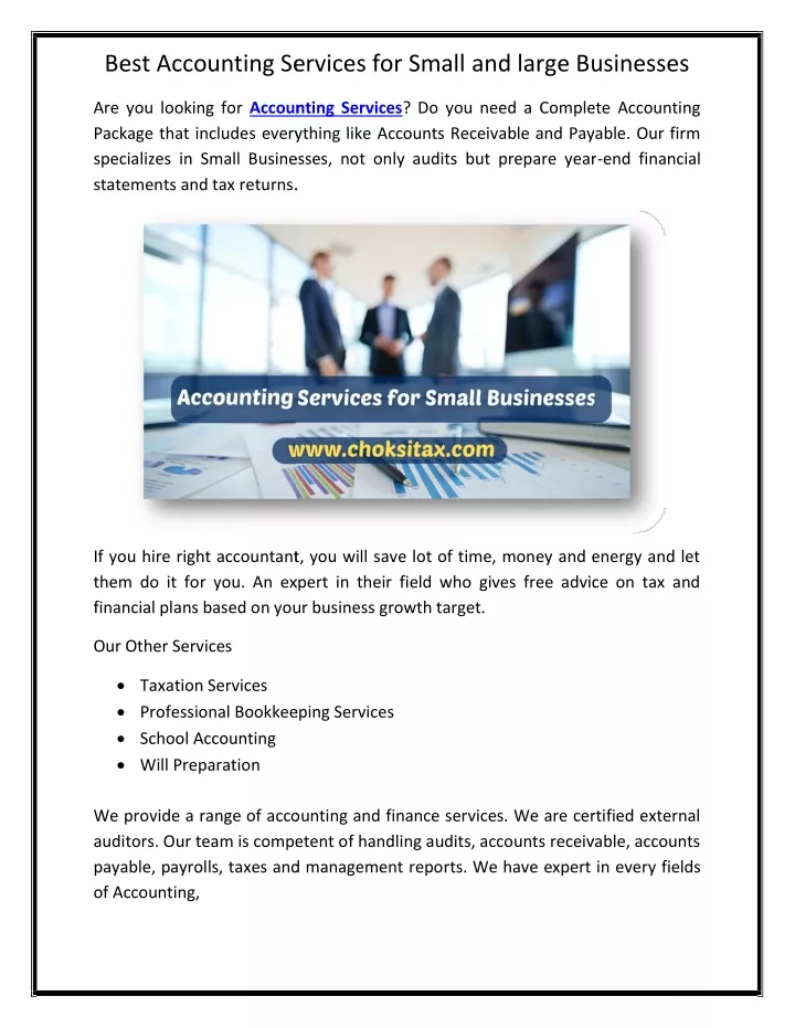 PPT - Best Accounting Services for Small and large Businesses ...