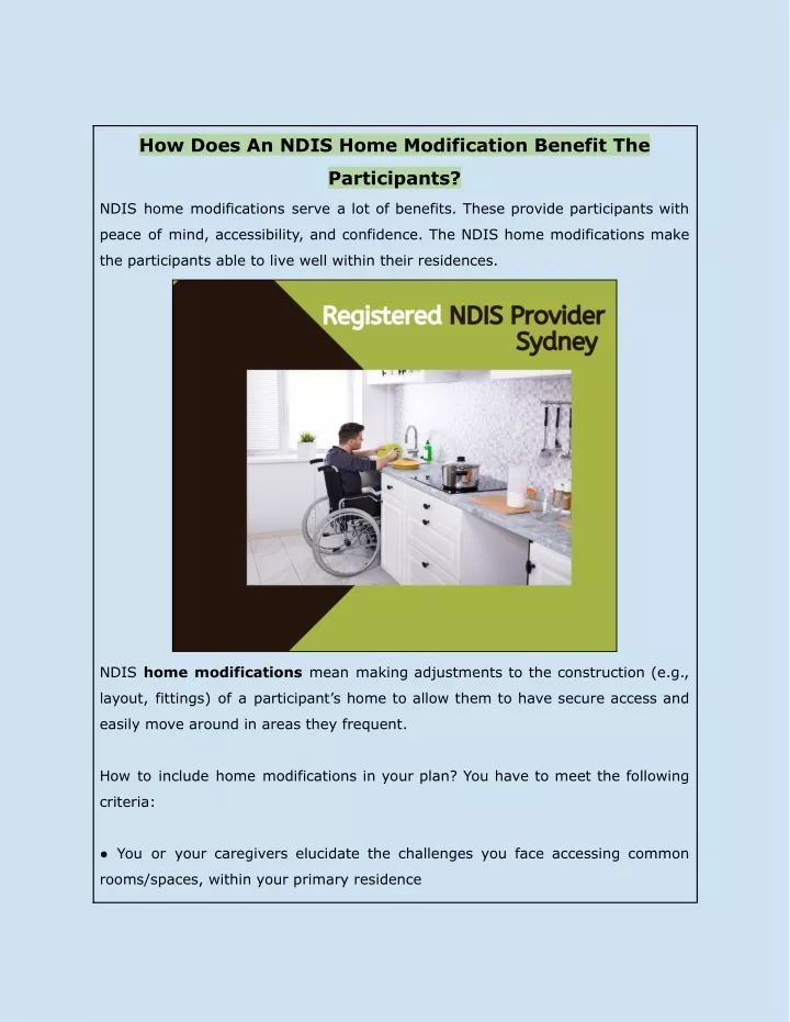 PPT - How Does An NDIS Home Modification Benefit The Participants ...