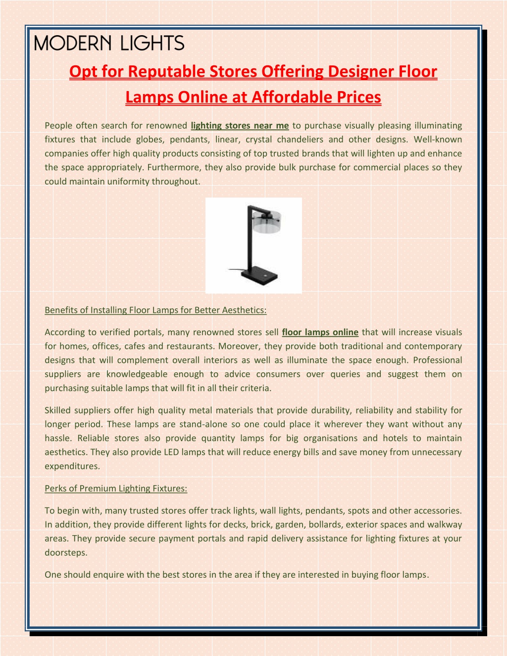 PPT - Opt for Reputable Stores Offering Designer Floor Lamps Online at ...