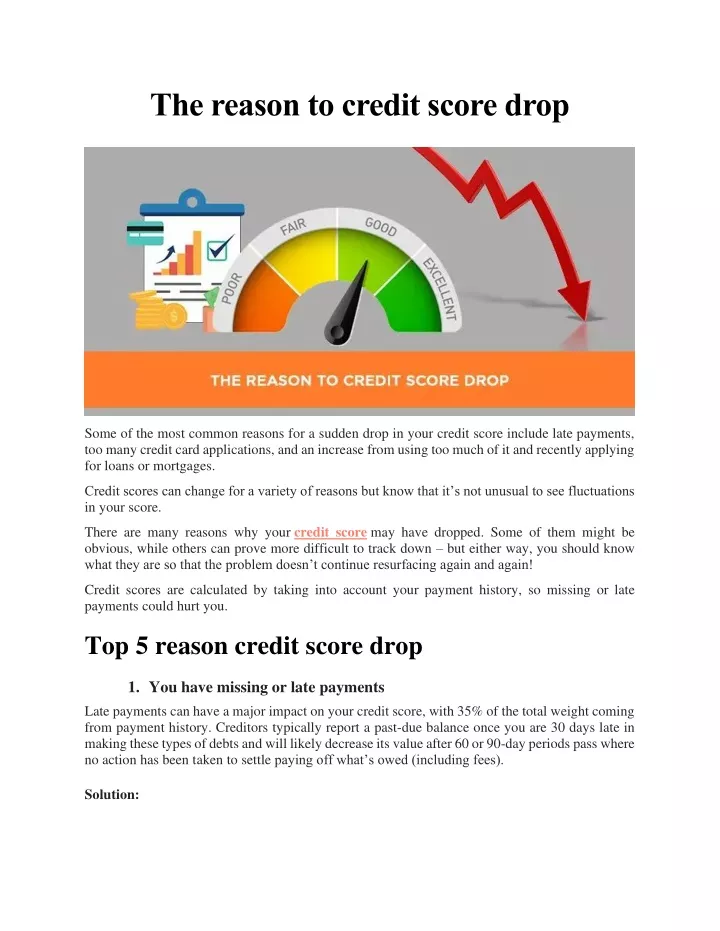 PPT - The reason to credit score drop PowerPoint Presentation, free ...