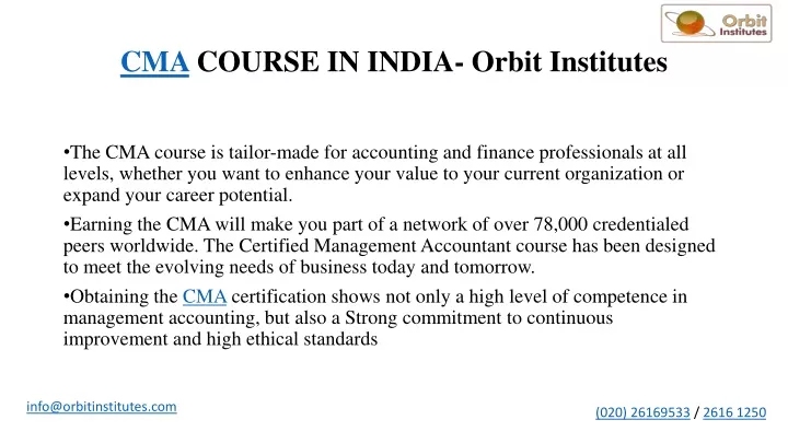 PPT - CMA Course at Orbit Institutes PowerPoint Presentation, free ...