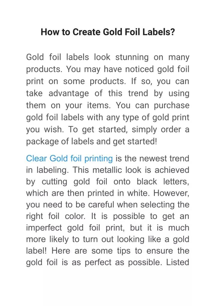 PPT - How to Create Gold Foil Labels PowerPoint Presentation, free ...