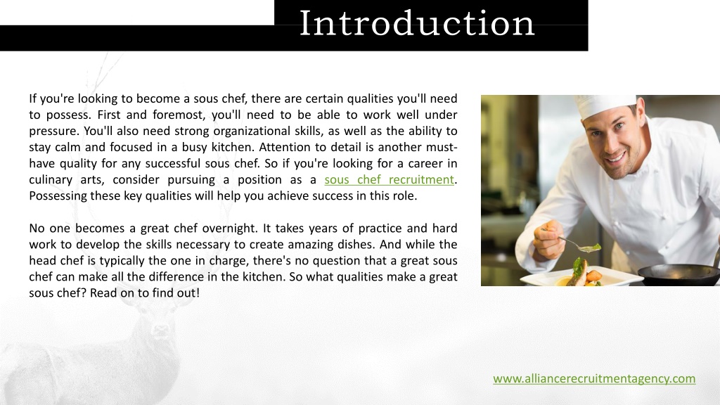 PPT - The Best Service for Sous Chef Hiring - Alliance Reruitment ...