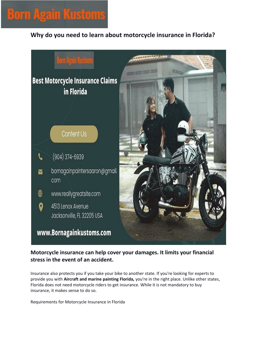 PPT - Why do you need to learn about motorcycle insurance in Florida ...