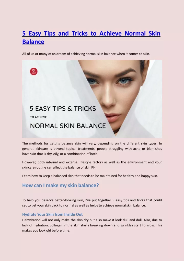 PPT - 5 Easy Tips and Tricks to Achieve Normal Skin Balance PowerPoint ...