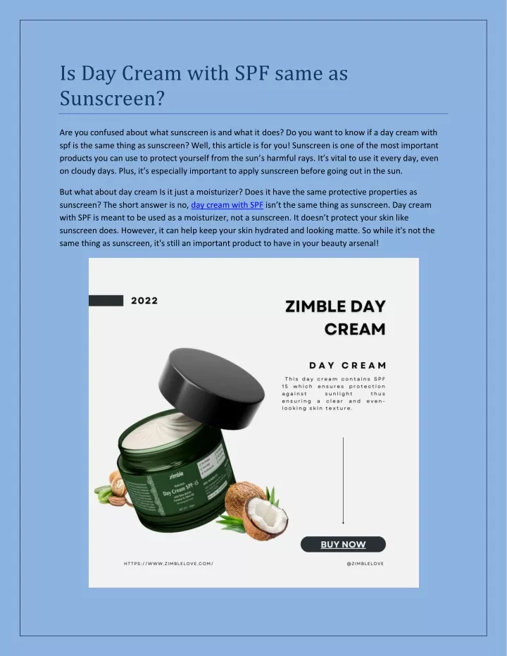 PPT - Is Day Cream with SPF same as Sunscreen PowerPoint Presentation ...