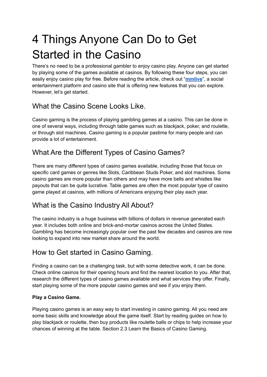 PPT - 4 Things Anyone Can Do to Get Started in the Casino PowerPoint ...