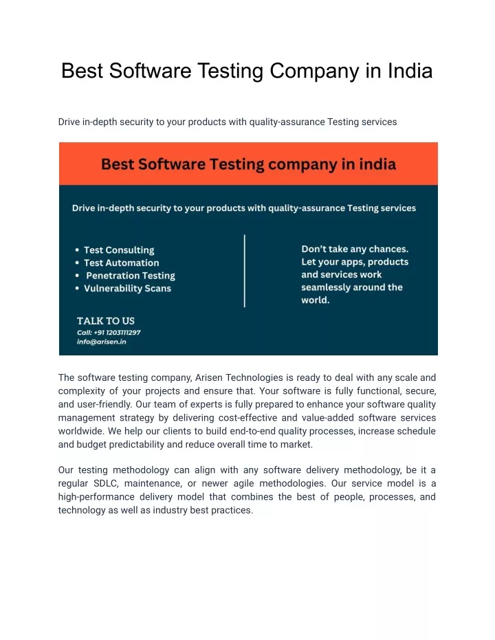 PPT - Best Software Testing Company in India PowerPoint Presentation ...