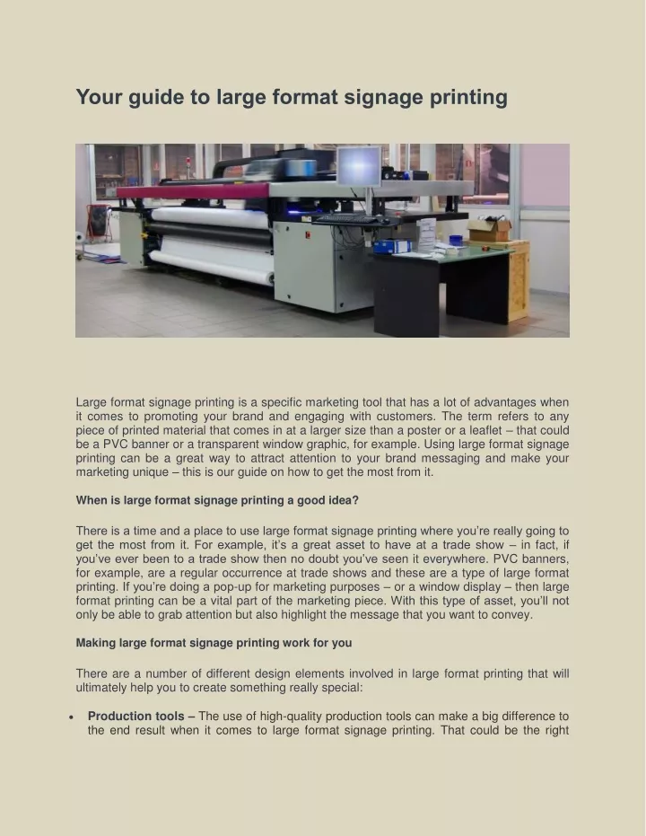 PPT - Your guide to large format signage printing - CDP Print ...