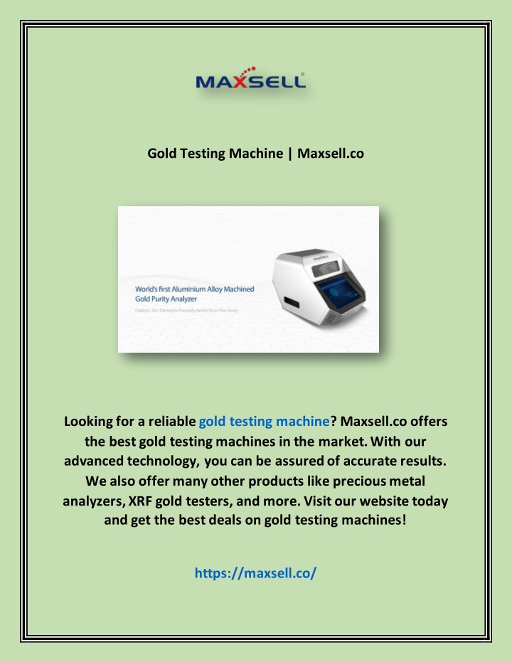 PPT - Gold Testing Machine | Maxsell.co PowerPoint Presentation, free ...