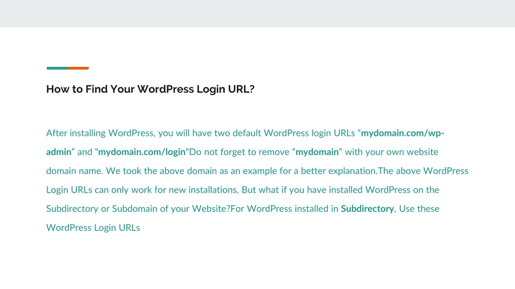 PPT - WordPress Login URL: How to Find, Modify And Manage It ... PPT - WordPress Login URL: How to Find, Modify And Manage It ...