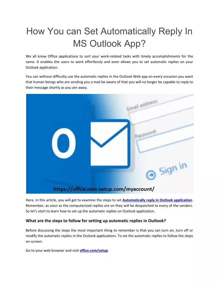 PPT - How You can Set Automatically Reply In MS Outlook App? PowerPoint ...